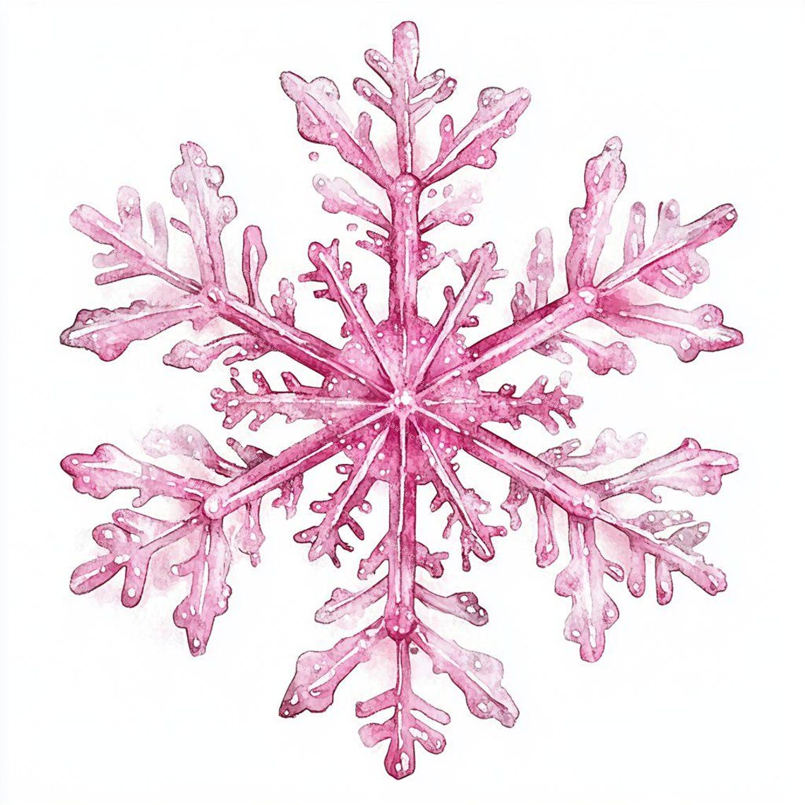 Pink Watercolor Snowflake Clipart: Winter Craft Jpgs (digital Download ...