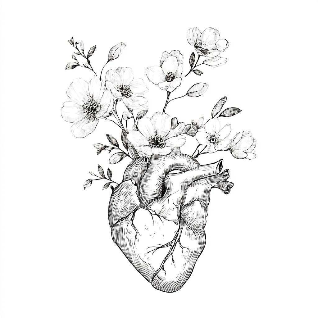 20 Floral Human Heart Clipart, Anatomical Human Heart, Heart With ...