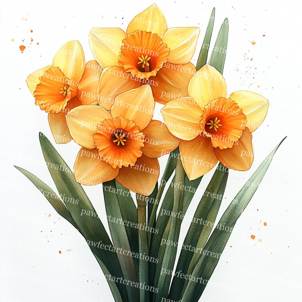 Daffodil Clipart: Spring Watercolor Floral Art (digital Download) - Etsy