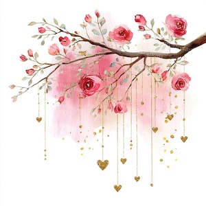 26 Valentine Day Hearts Branch Clipart, Love Hearts,heart Hanging ...