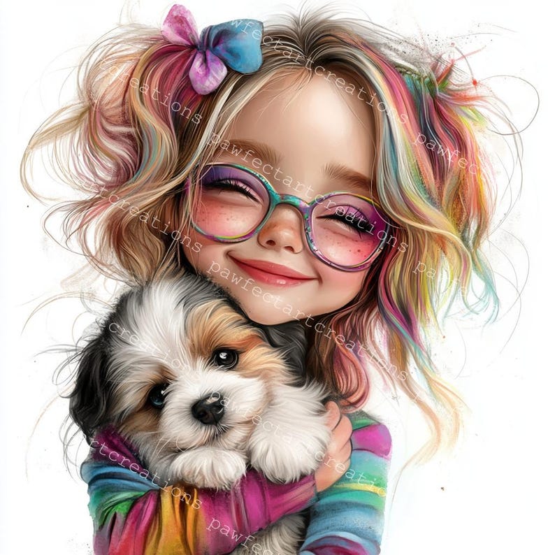 Girl With Puppy Clipart: Watercolor Dog Lover Art (digital Download) - Etsy