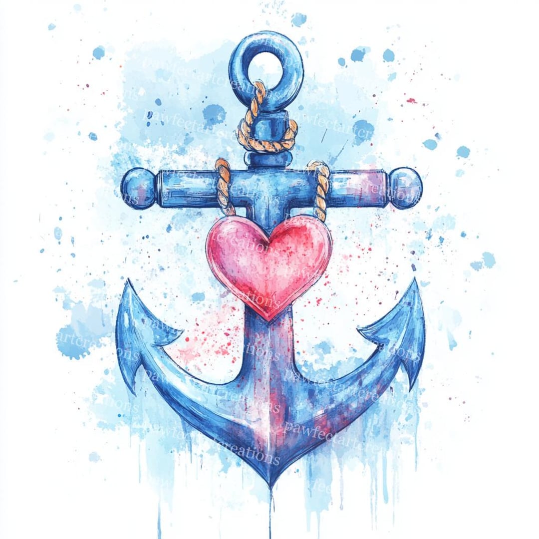 14 Aquarell Anker mit Herz Clipart: Nautische JPGs (Digitaler Download) - Etsy Schweiz