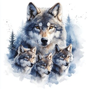 12 Wolf Family Clipart, Wolf and Baby Wolf, Little Wolf Cub,printable ...