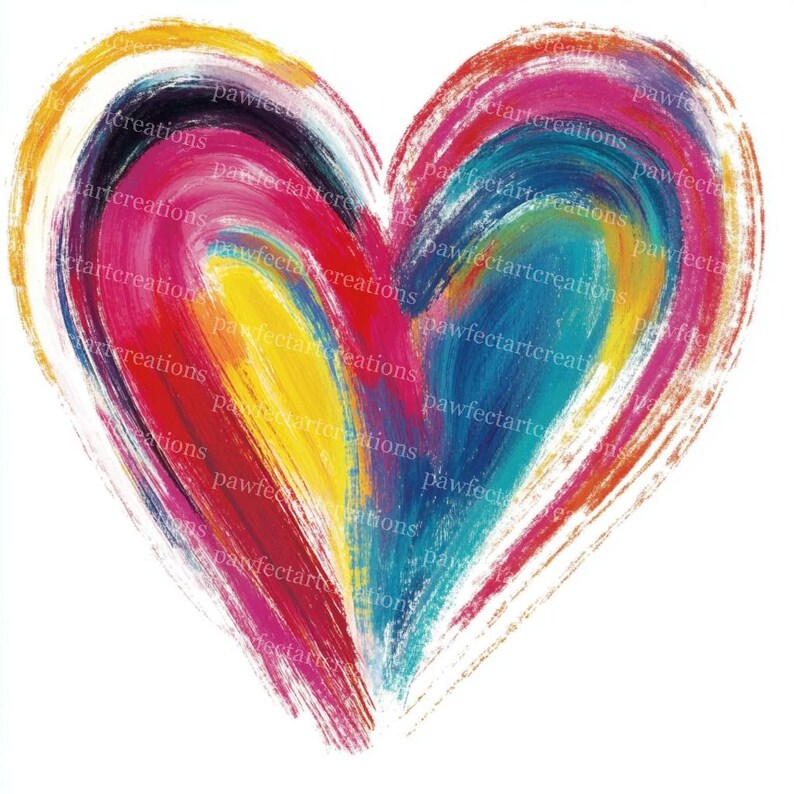10 Valentine's Day Heart Clipart, Colorful Heart, Love Heart,rainbow ...