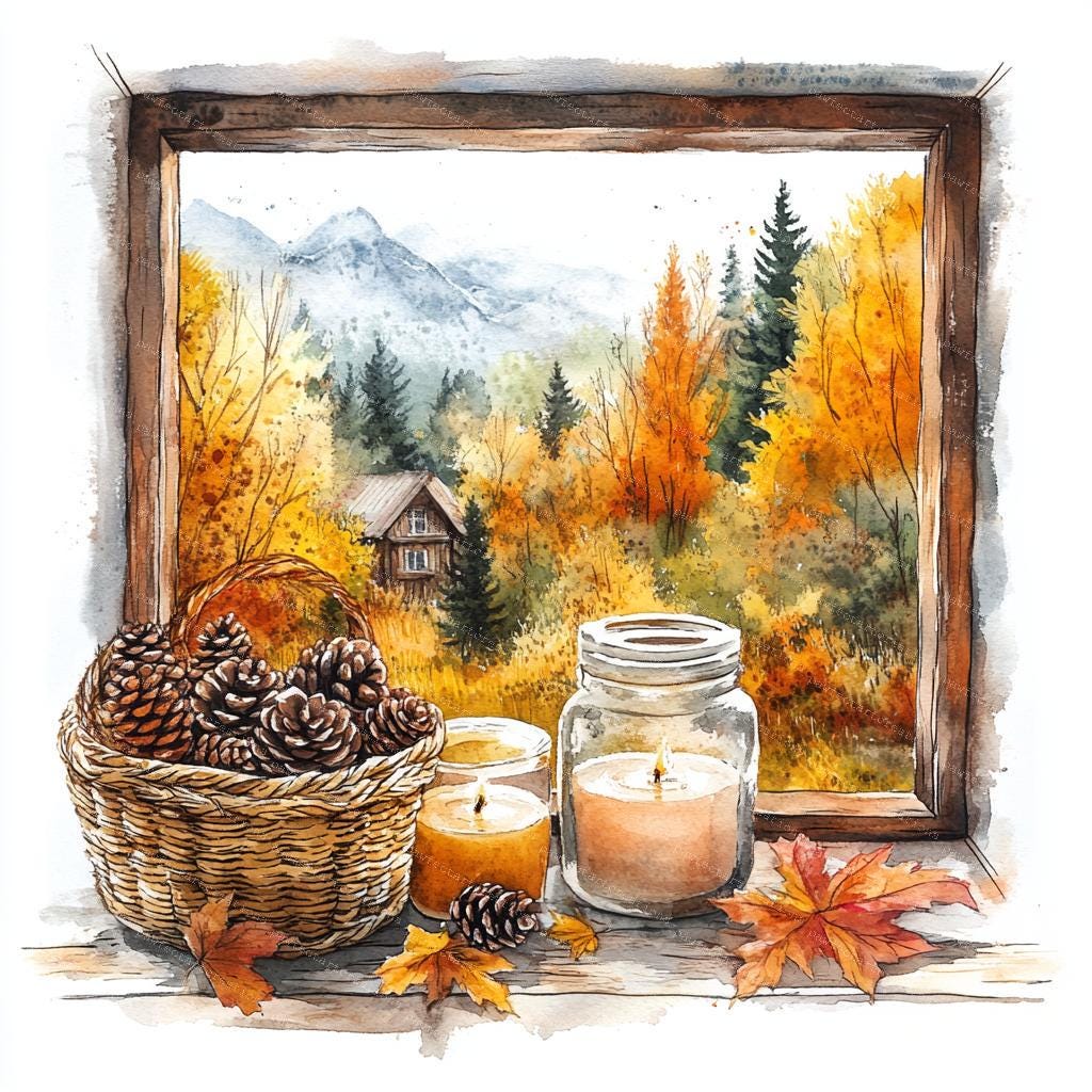 10 Window Autumn Landscape View, Window With Autumn View Clipart,fall ...