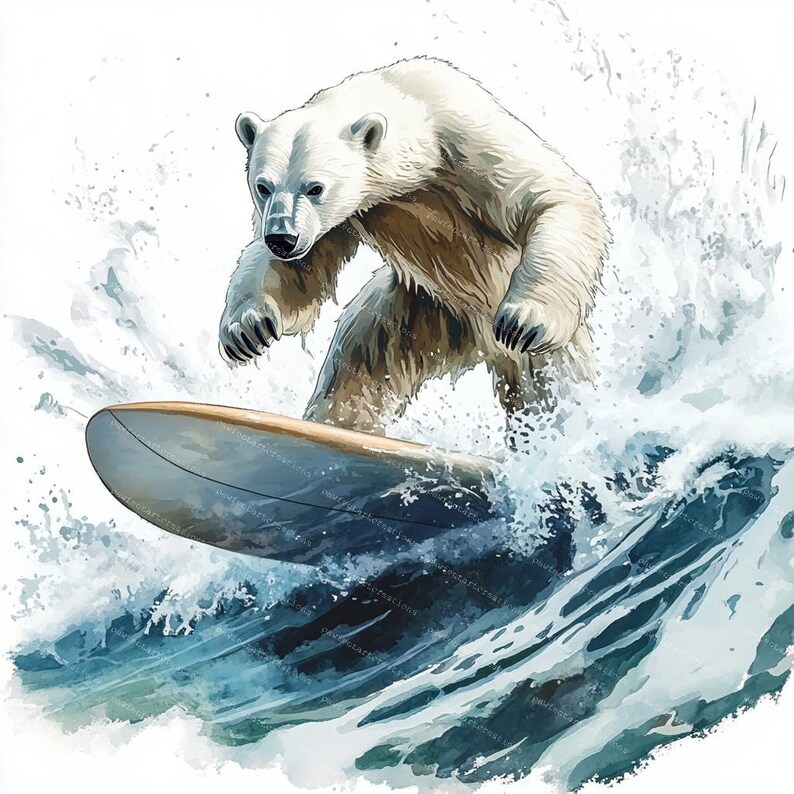 10 Polar Bear Clipart, Cool Polar Bear,yoga Bear,cute Bear, Printable ...