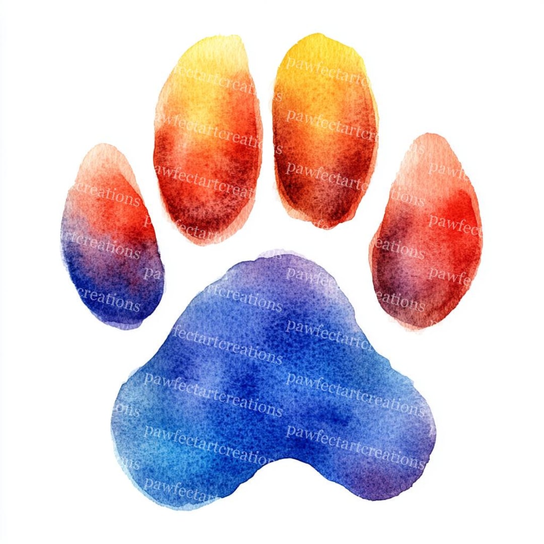 16 Watercolor Paw Print Clipart: Dog & Cat Paws (JPG Digital Craft) - Etsy