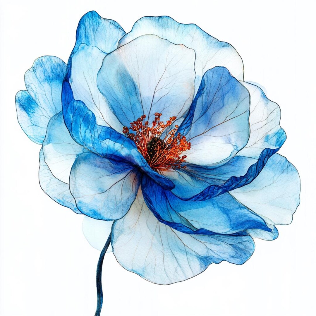 18 Abstract Flowers Clipart, Blue Flowers, Flowers Print, Printable ...