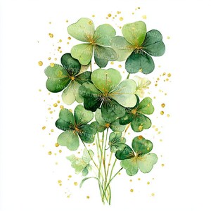 20 Saint Patrick’s Day Bouquet Clipart, Gold Clover Leaf, Shamrock Art ...