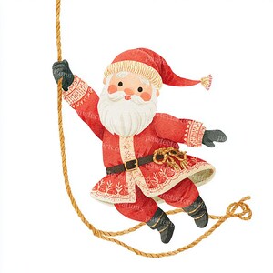 16 Santa Climbing on Rope Clipart, Christmas Art,christmas Card ...