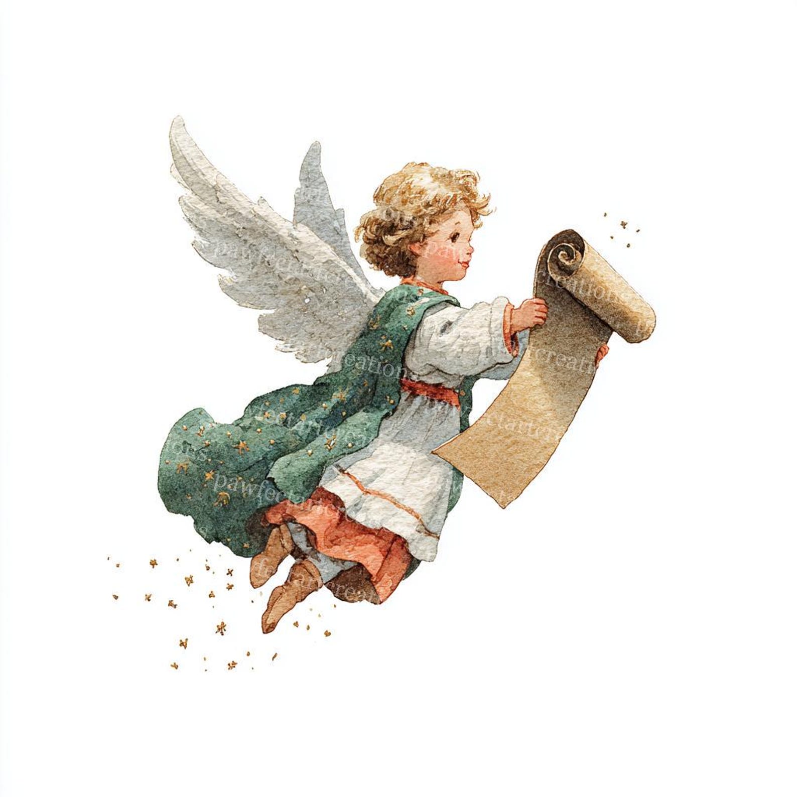 16 Christmas Angel Baby Holding Scroll Clipart, Cute Angel, Christmas ...