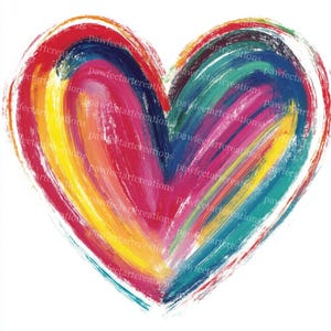 10 Valentine's Day Heart Clipart, Colorful Heart, Love Heart,rainbow ...