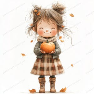 Autumn Girl Clipart: Watercolor Fall Season Art (digital Download) - Etsy