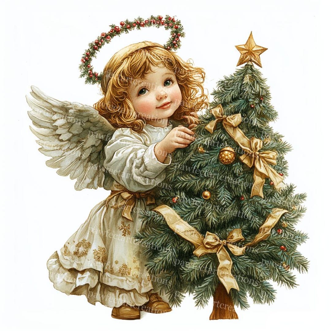 10 Cute Christmas Baby Angel Clipart, Christmas Card, Printable ...