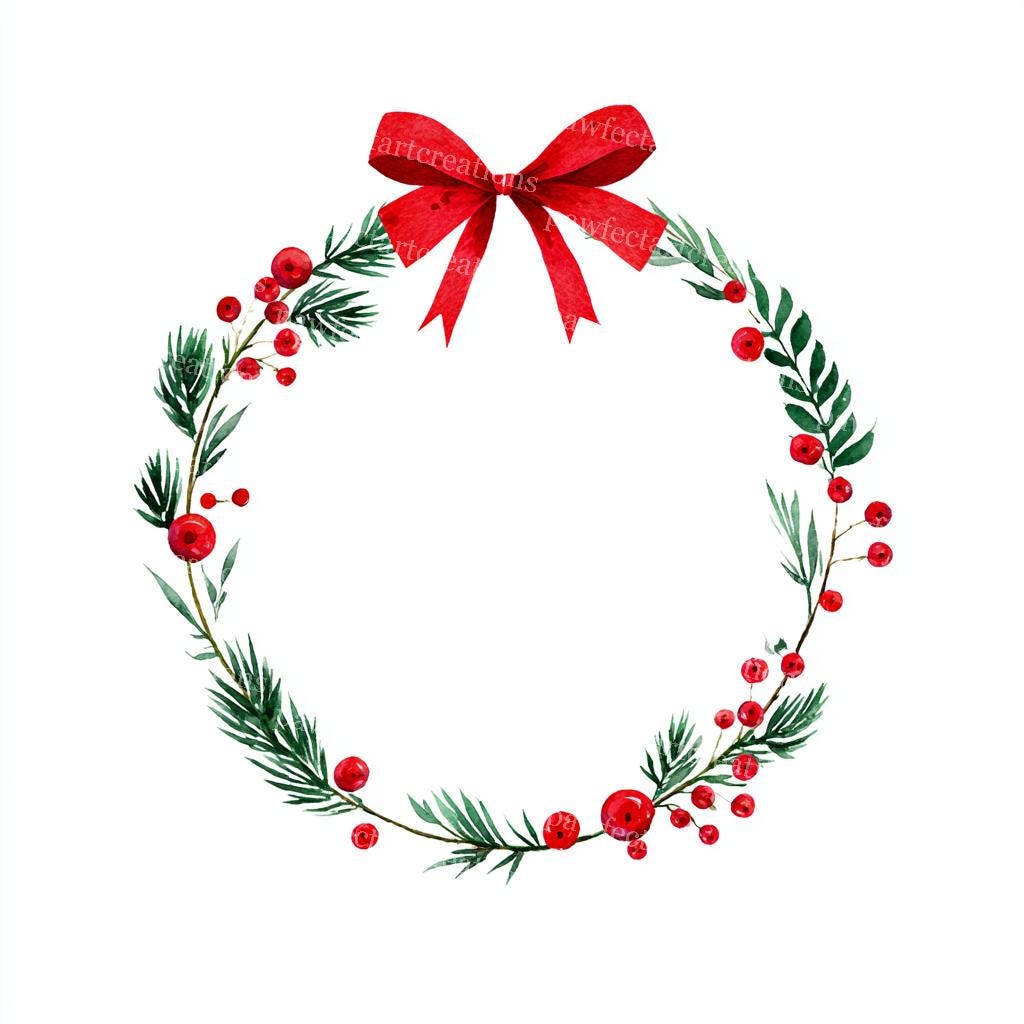 20 Christmas Wreath Clipart, Winter Botanical, Christmas Frames ...