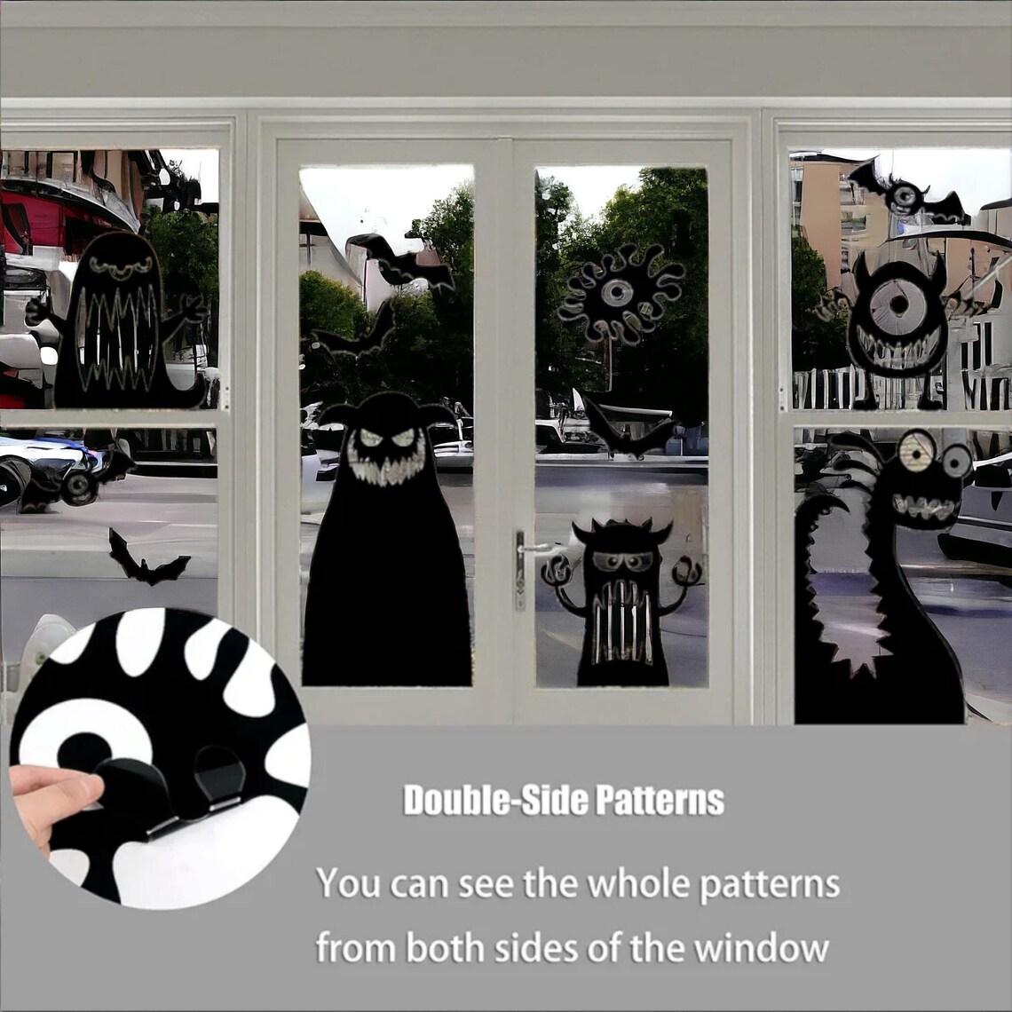11-piece Giant Monster Halloween Window Clings Black Horror Window ...
