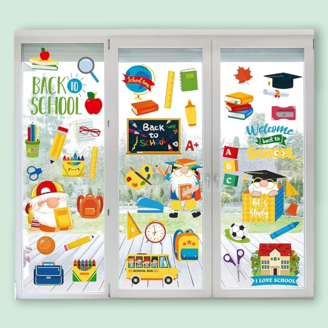 8 Sheets Back to School Window Clings Reusable Static Stickers for ...