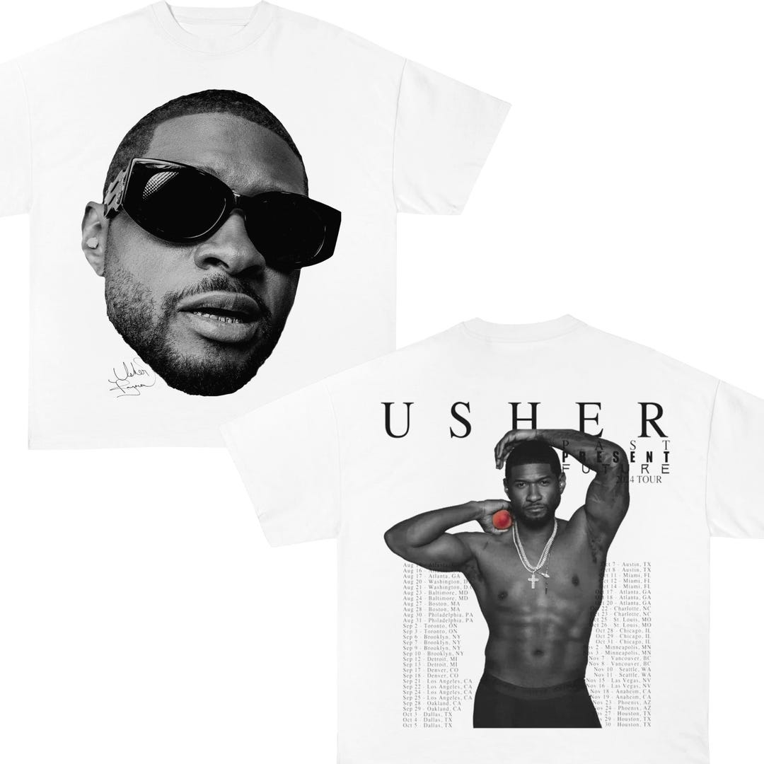 Usher 2024 White Tour Shirt, Usher Past Present Future World Tour Usher ...