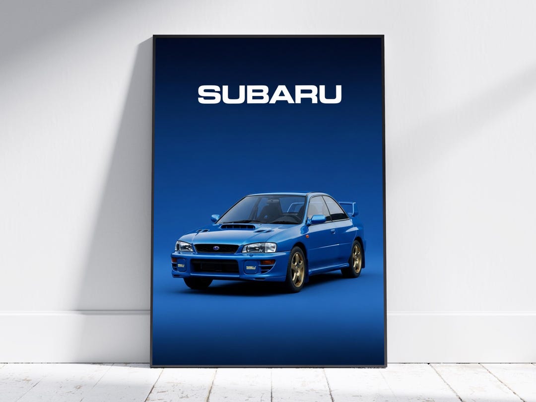 Subaru Impreza WRX Poster – Blue and Gold Rally Car Art | Contemporary ...