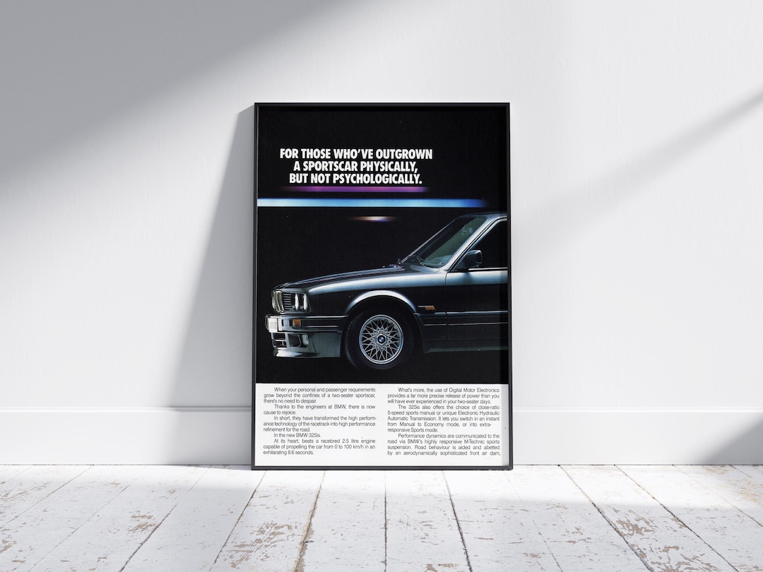 BMW M3 325i Poster Vintage Retro Classic Art Print, Perfect for Home or ...