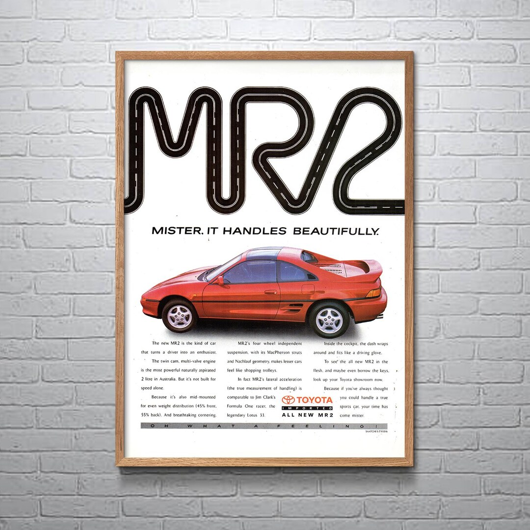 Toyota MR2 Poster Advert Vintage Retro Classic Art Print, Perfect for ...