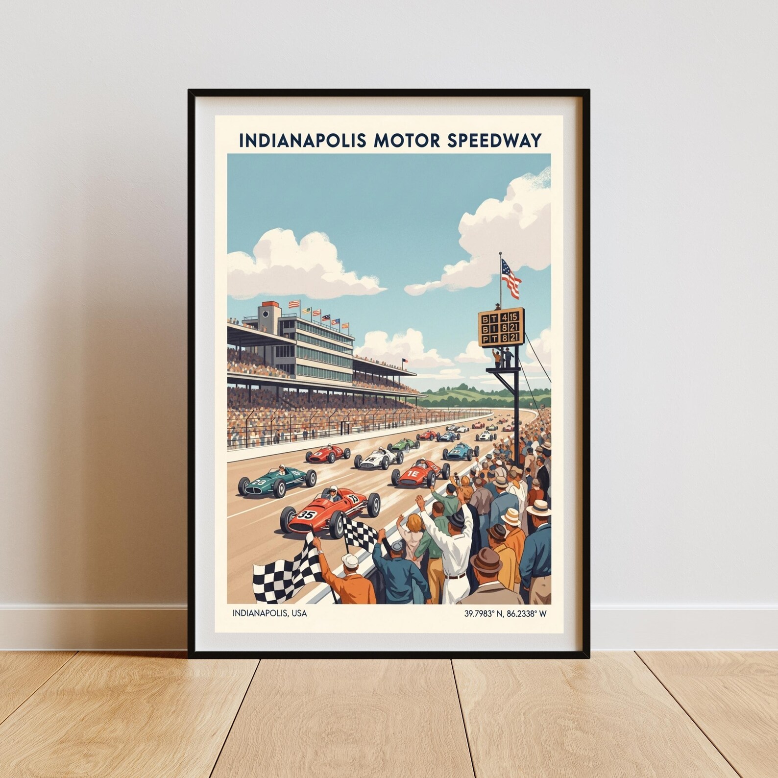 Indianapolis Motor Speedway INDY500 Racing Art Print – Vintage Racing ...