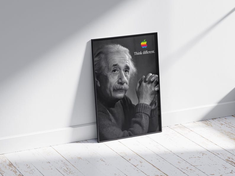 Apple Albert Einstein Vintage Poster Retro Tech Advert Art Print ...