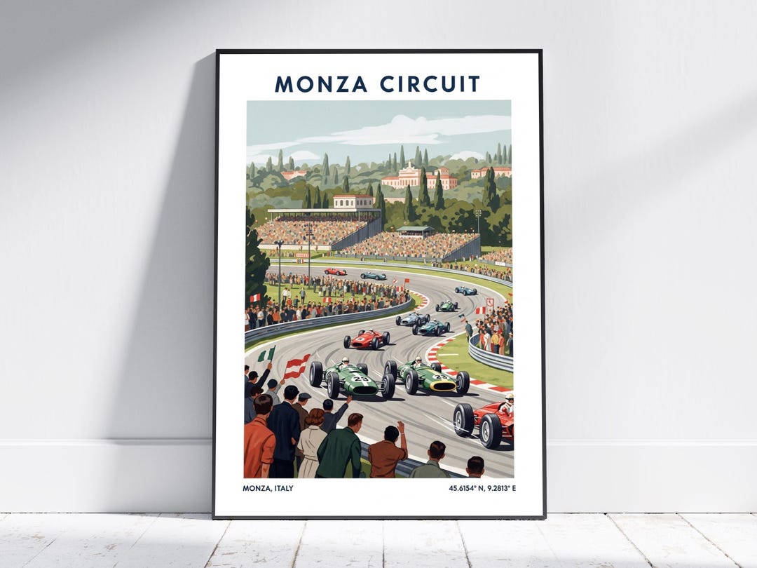 Monza Circuit Formula One Poster Art Print – Vintage Italy Travel Wall ...