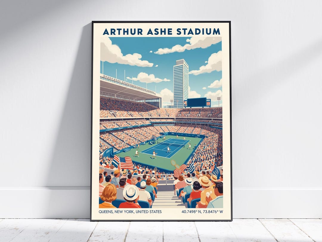 Arthur Ashe Stadium Tennis Poster – Vintage New York Sports Wall Art ...