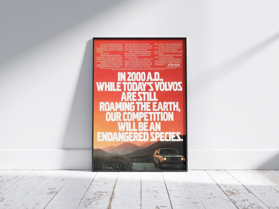Volvo 240 Vintage Advert Poster Art Print, Wall Decor, Garage Art, BMW ...