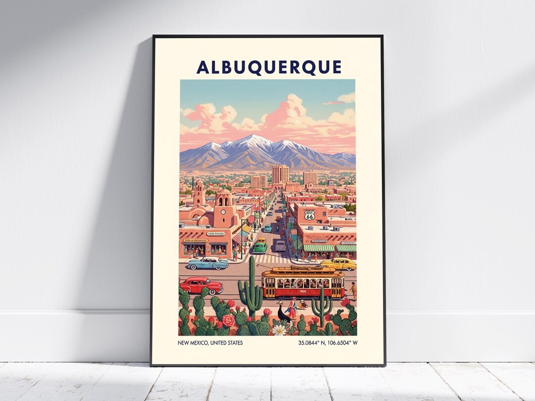 Albuquerque New Mexico USA Travel Poster – Vintage Wall Art Print ...