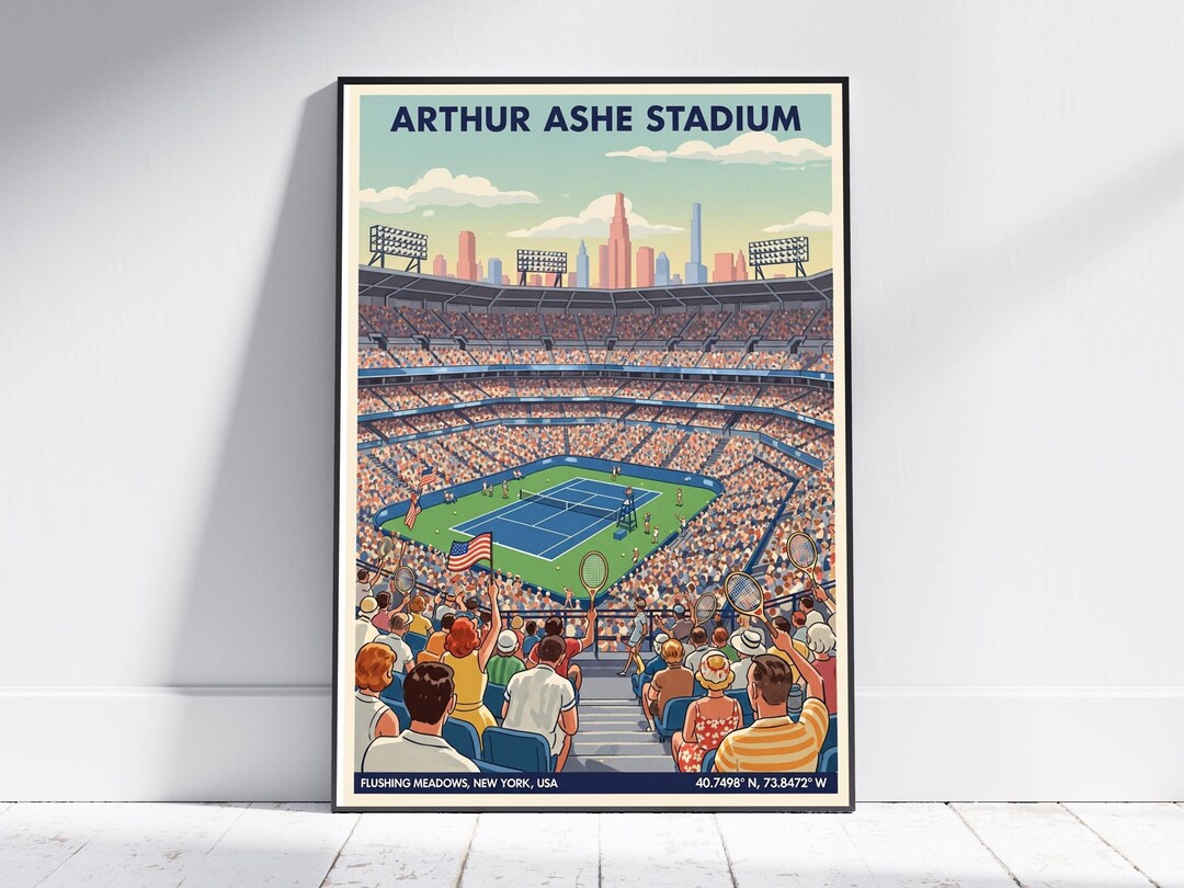 Arthur Ashe Stadium Vintage Poster – New York Tennis Art Print, Retro ...