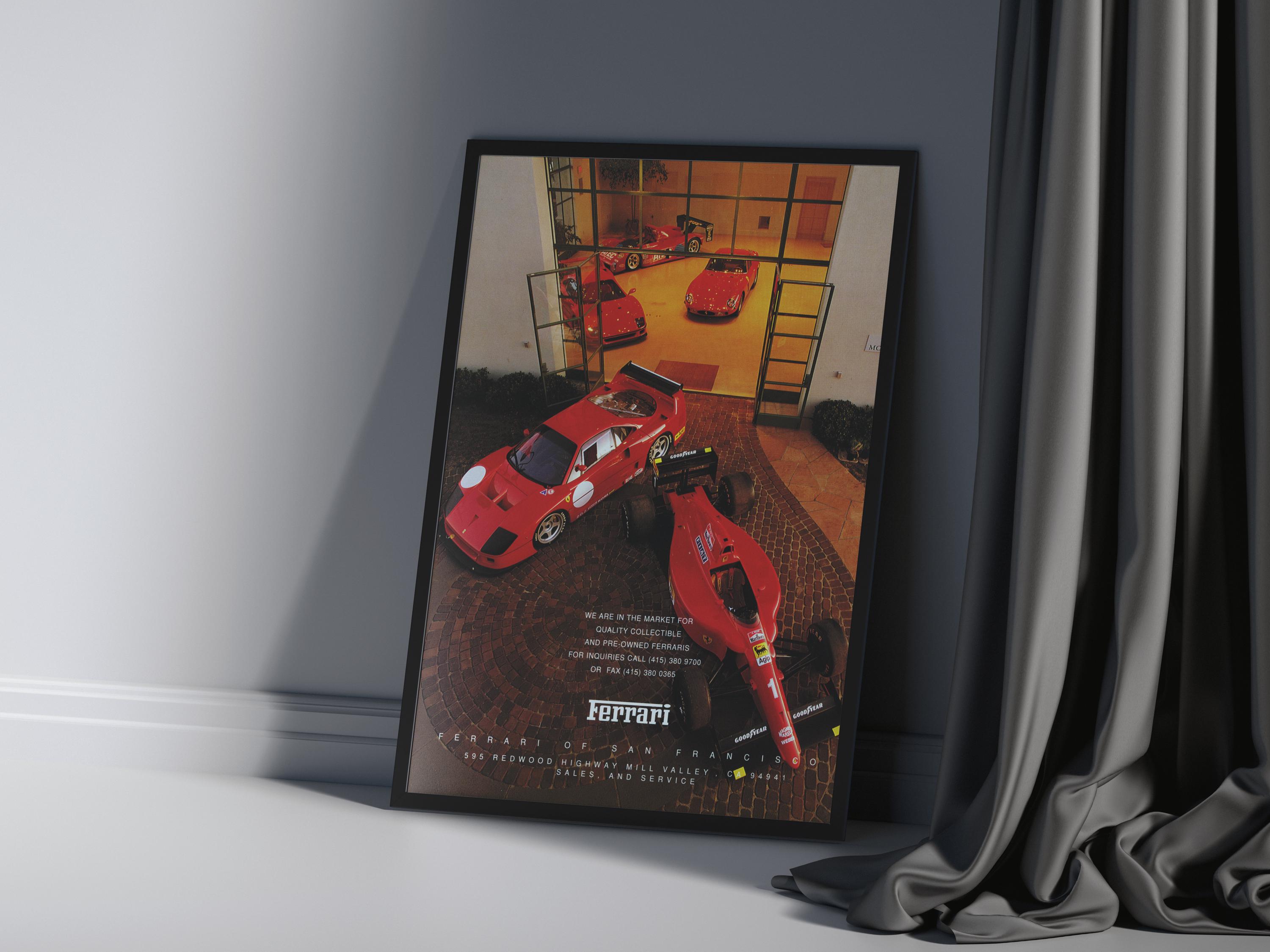 Ferrari F40 Formula One Vintage Retro Advert Poster Art Print Perfect ...