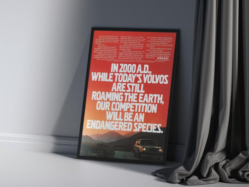 Volvo 240 Vintage Advert Poster Art Print, Wall Decor, Garage Art, BMW ...