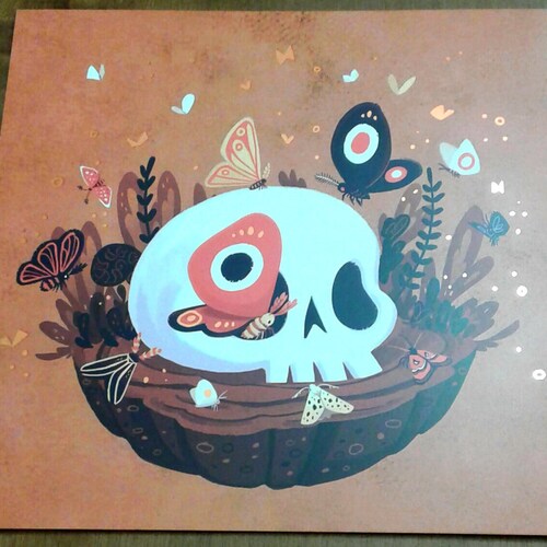 Monarch Skull Square 8x8 Art Print With Gold Foil - Etsy