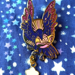 The Sun Crow Glitter and Neon Enamel Pin - Etsy
