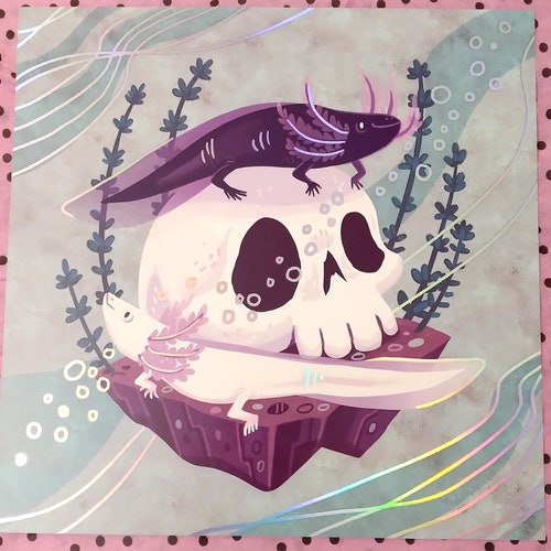 Octopus Treasure Skull Square 8x8 Art Print With Silver Foil - Etsy