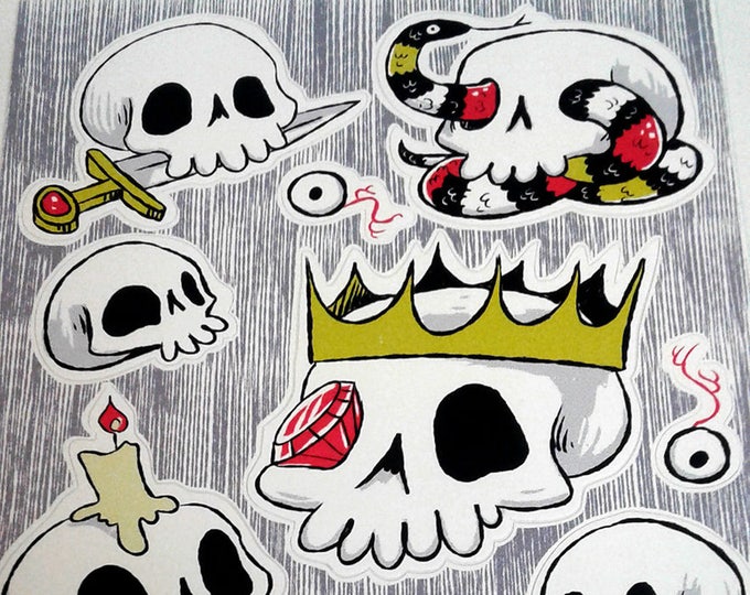 Skull Sticker Sheet - Etsy