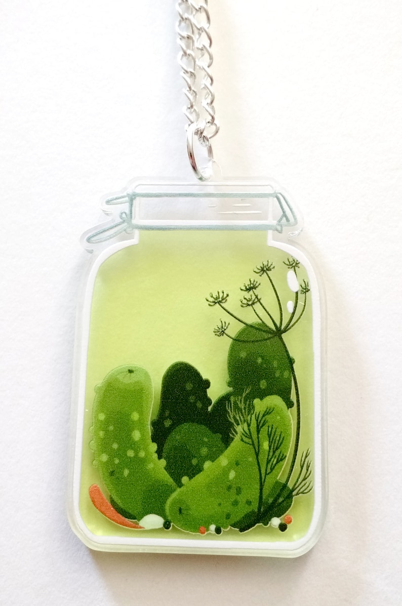 Pickle Jar Clear Acrylic Charm Necklace - Etsy