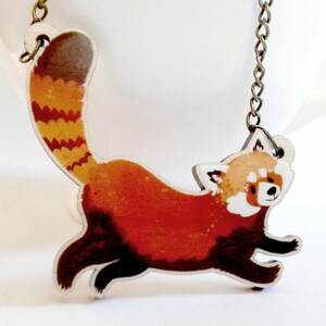 Red Panda Printed Wood Charm Necklace - Etsy