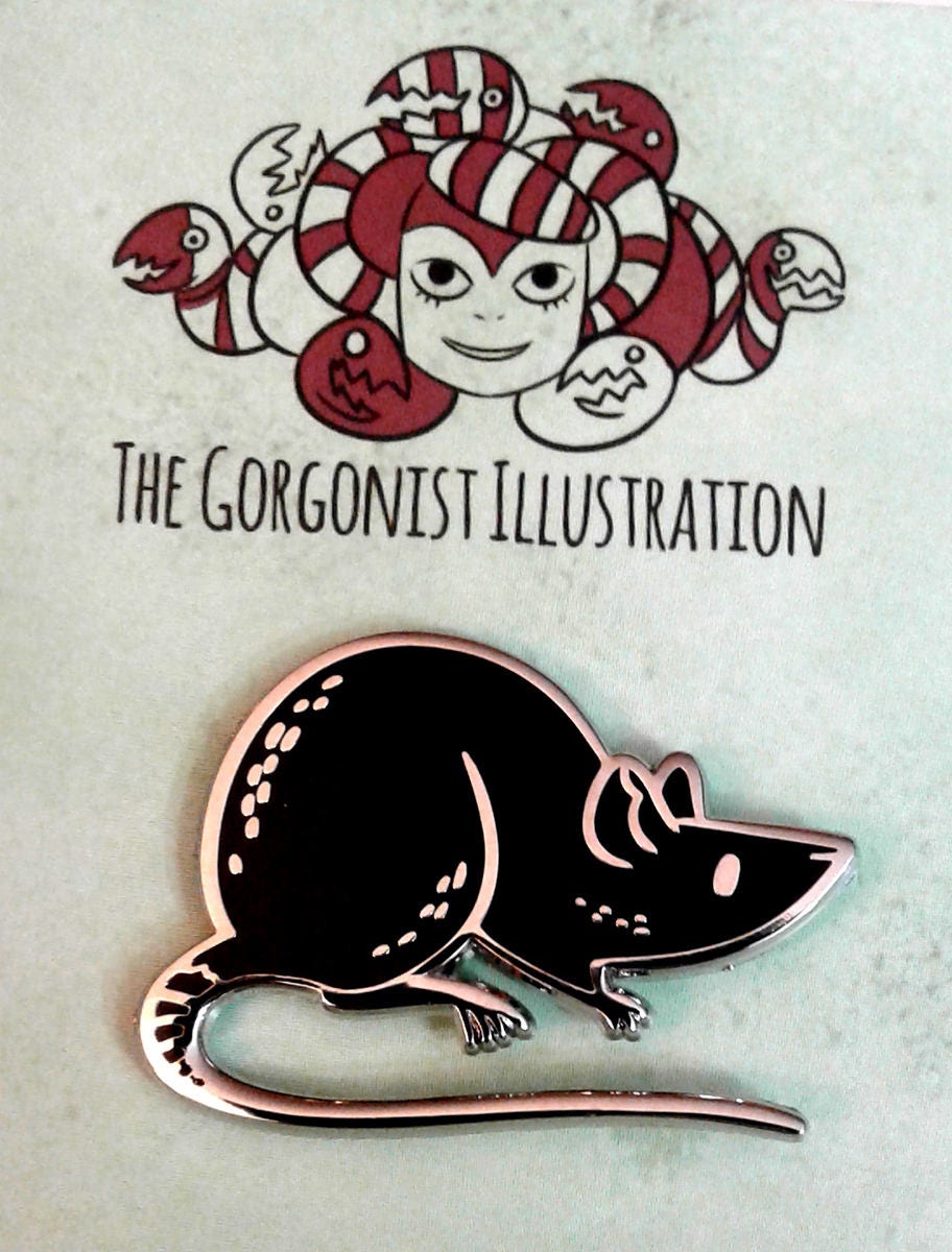 Black Rat enamel pin | Etsy