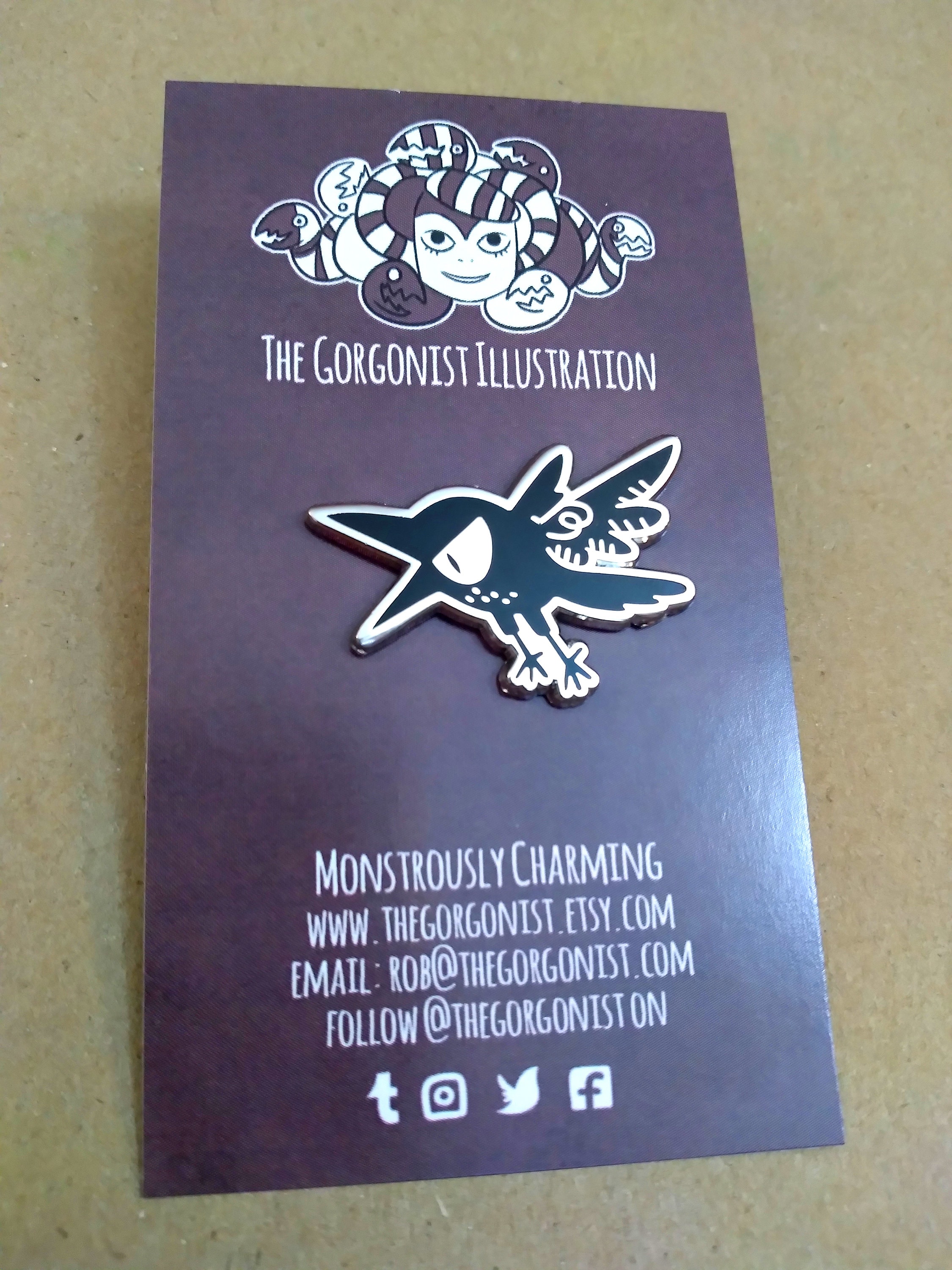 Cawing crow raging raven hard enamel pin | Etsy