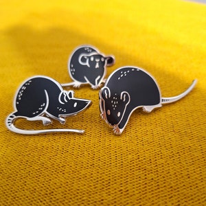 Slinky Black Rat Enamel Pin - Etsy