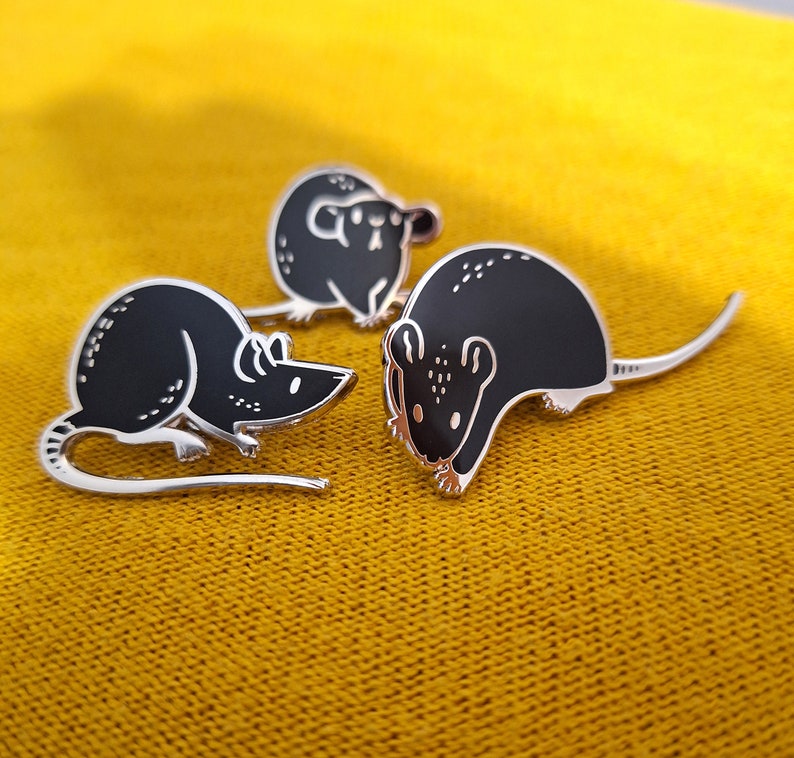 Slinky Black Rat Enamel Pin - Etsy