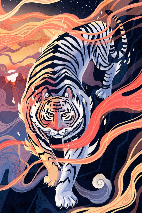 Tiger of the West 8x12 Inch Fantasy Art Print - Etsy