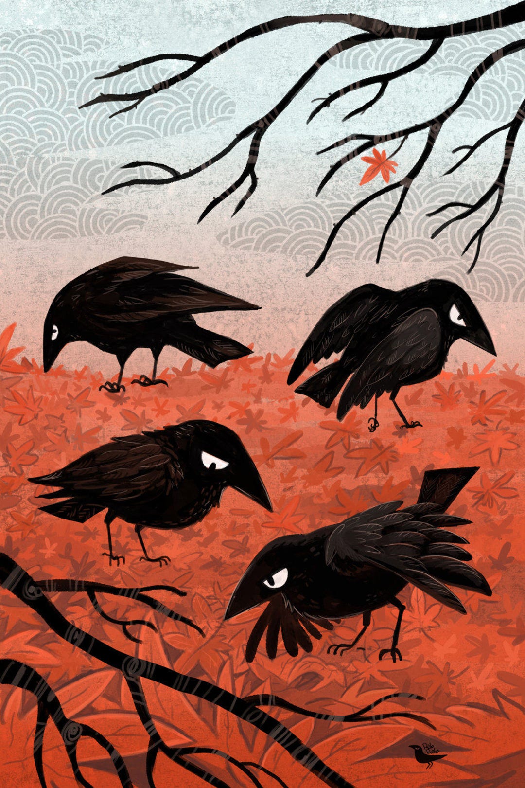 Crow Fall 5x7 Inch Art Print - Etsy