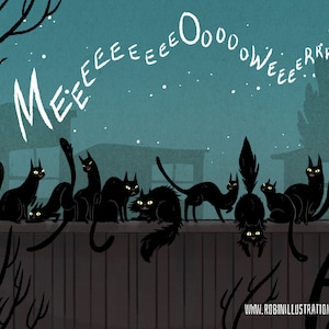 Black Cat Serenade 8x10 Art Print - Etsy