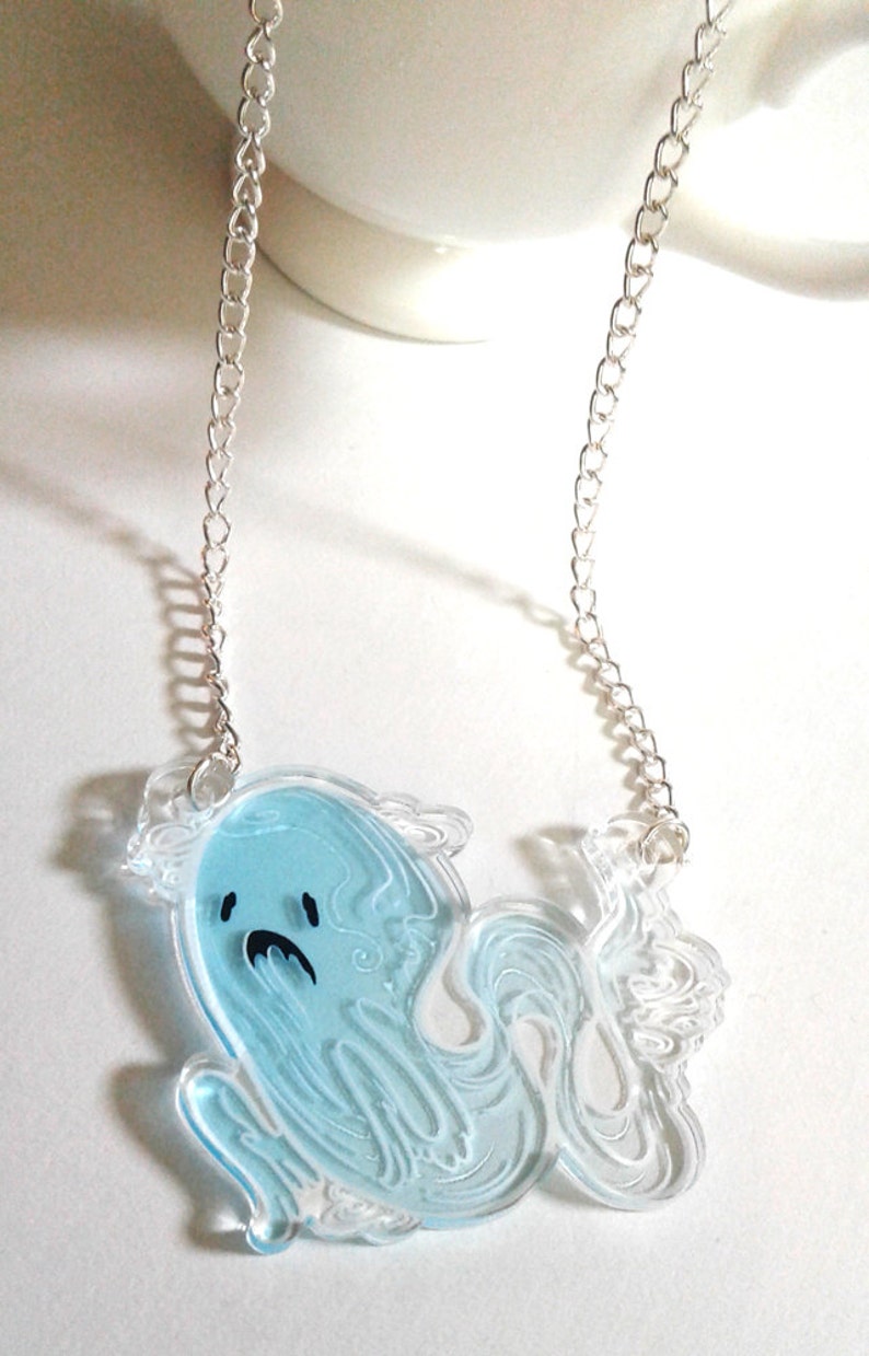 Sad Ghost Clear Acrylic Charm Necklace | Etsy