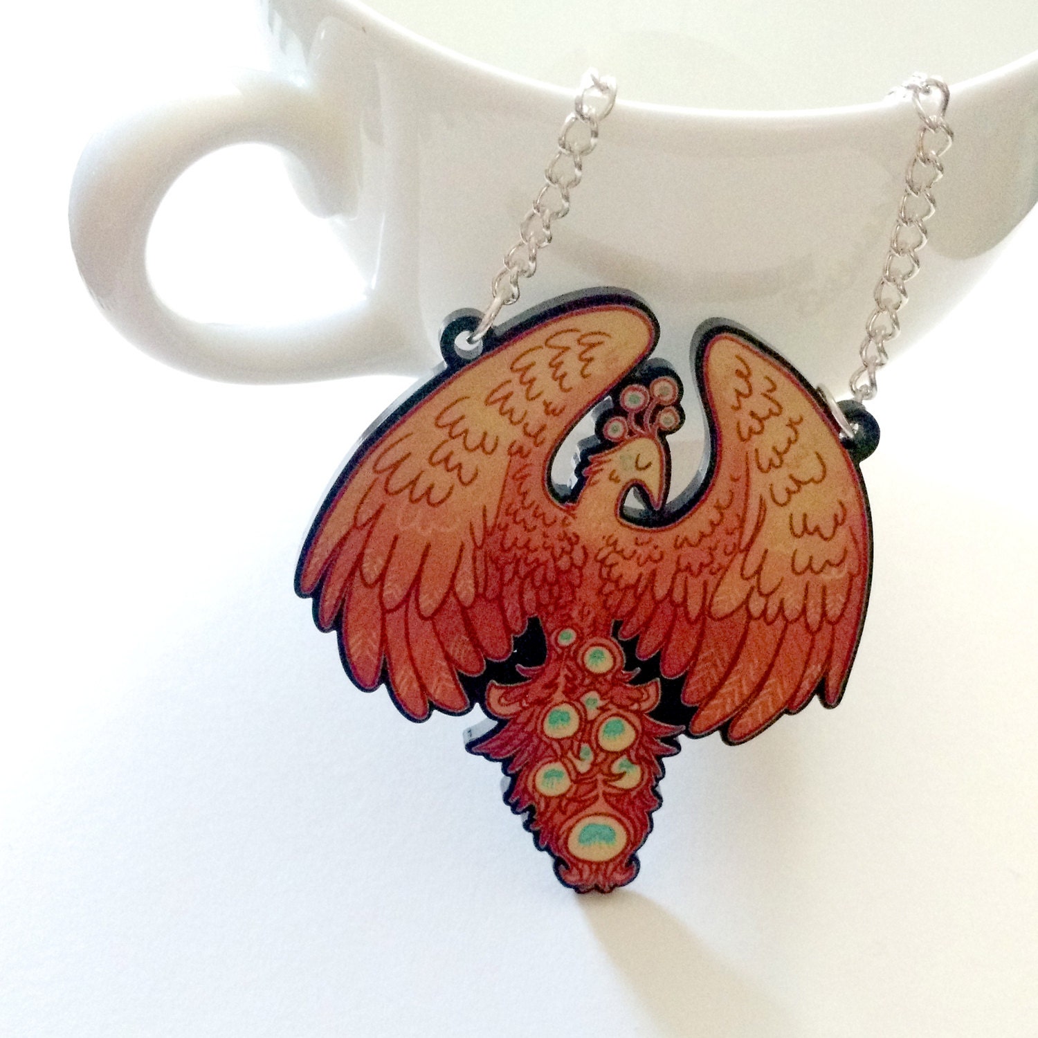 Phoenix Rising Acrylic Charm Necklace - Etsy