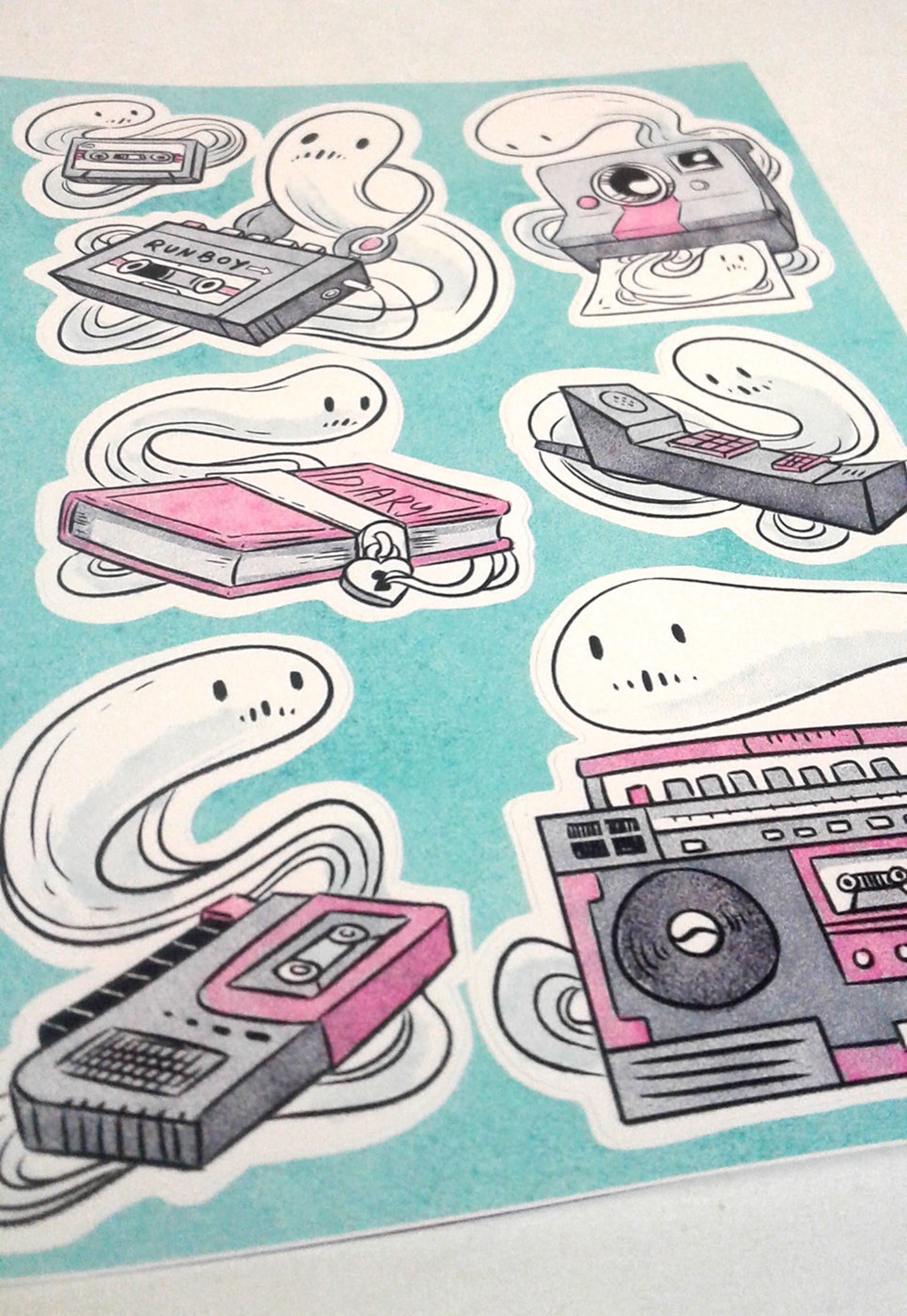 Haunted 80s Retro Dead Format Ghost Sticker Sheet - Etsy